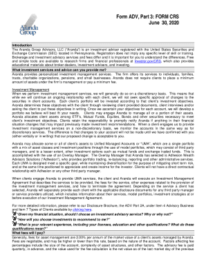 Fillable Online FORM ADV, PART 3CLIENT RELATIONSHIP SUMMARY (FORM CRS ...