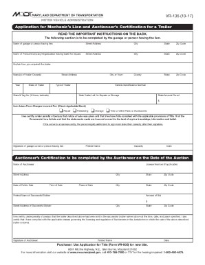 Fillable Online mva maryland VR-135 (10-17) Fax Email Print - pdfFiller