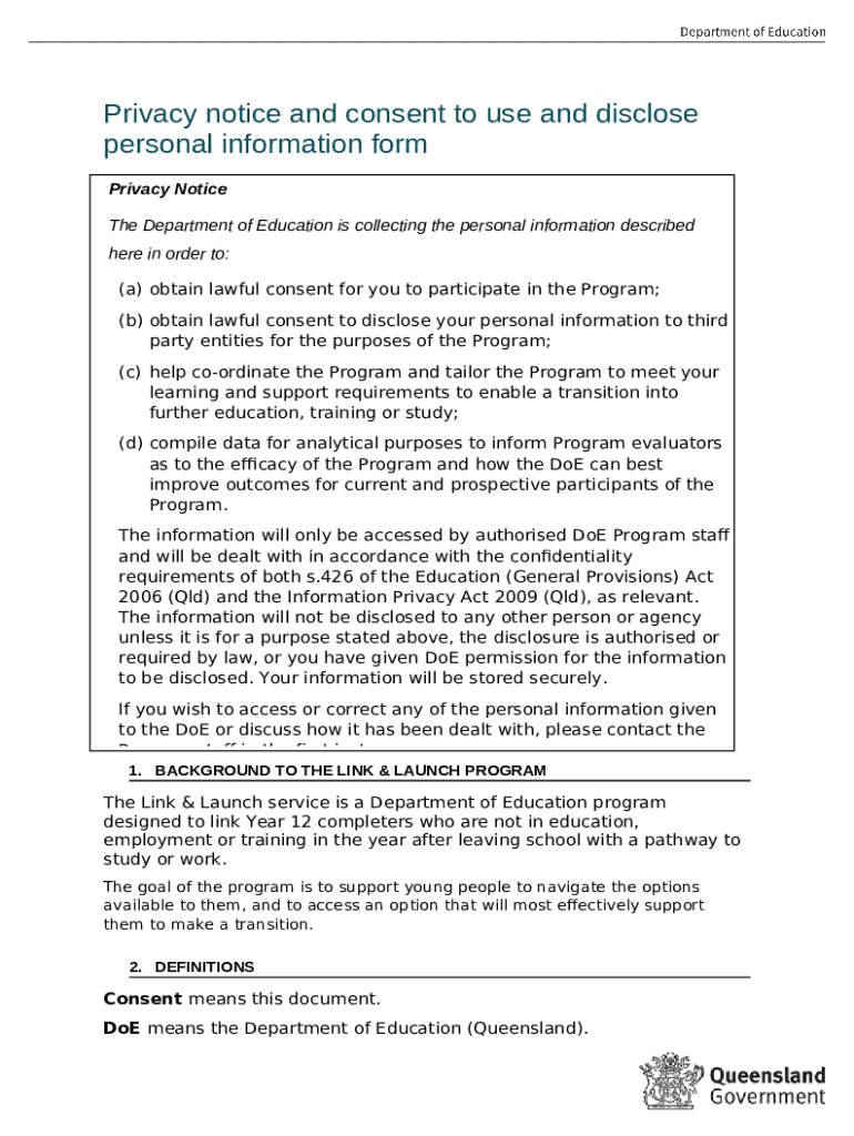 Privacy notice and consent to use and disclose persoanl inforamtion ...