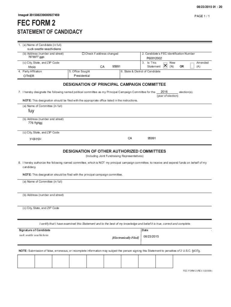 Fillable Online docquery.fec.gov pdf 459REPORT OF RECEIPTS FEC AND DISBURSEMENTS FORM 3 Fax ...