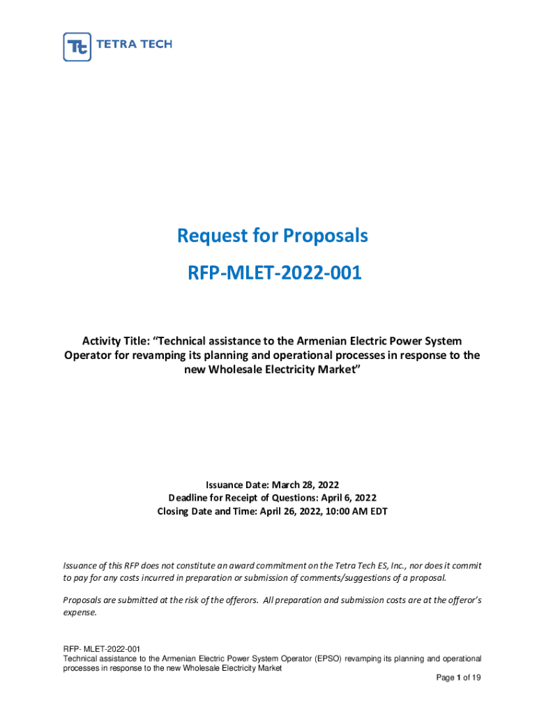 Fillable Online procurement usaid Sample Solicitation (RFQ) for ...