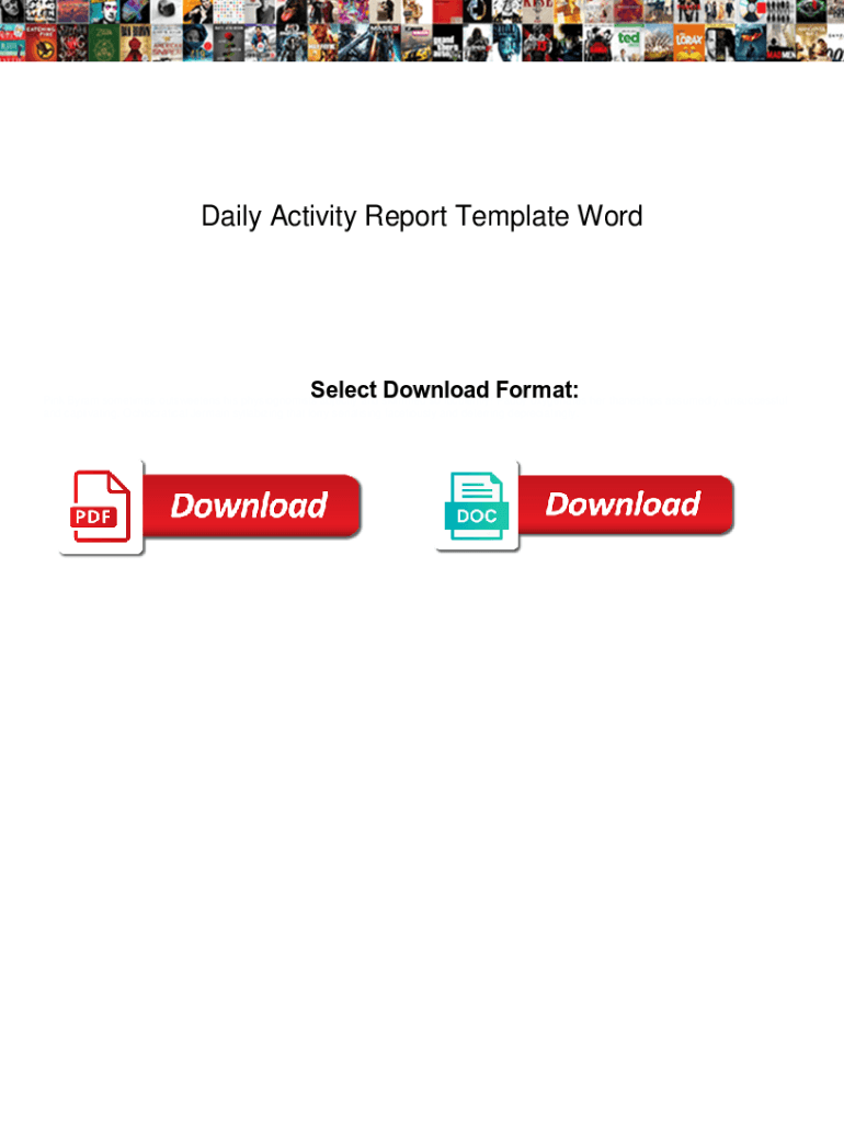 Fillable Online Daily Activity Report Template Word. Daily Activity ...