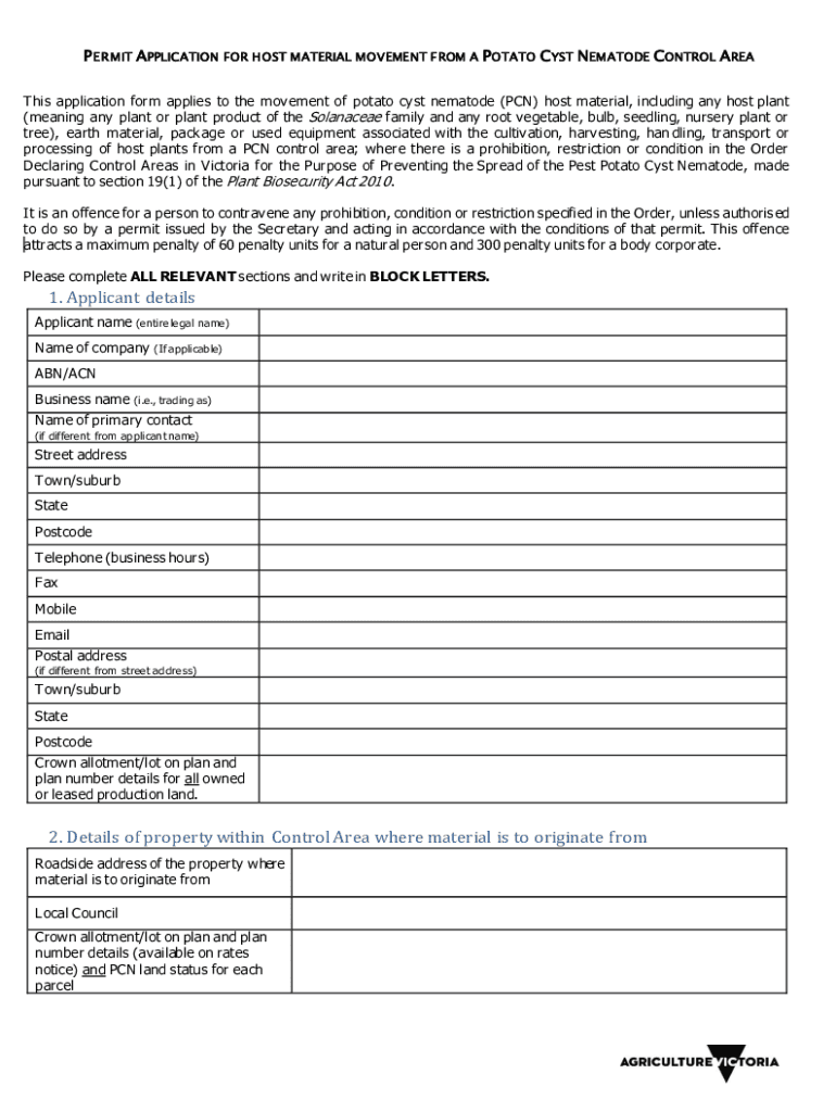 Fillable Online PCN Permit Application Form Fax Email Print - pdfFiller