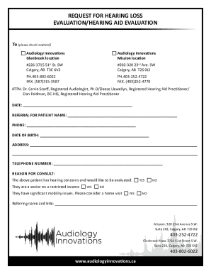 Fillable Online dta0yqvfnusiq.cloudfront.netaudiologyRequest for ...