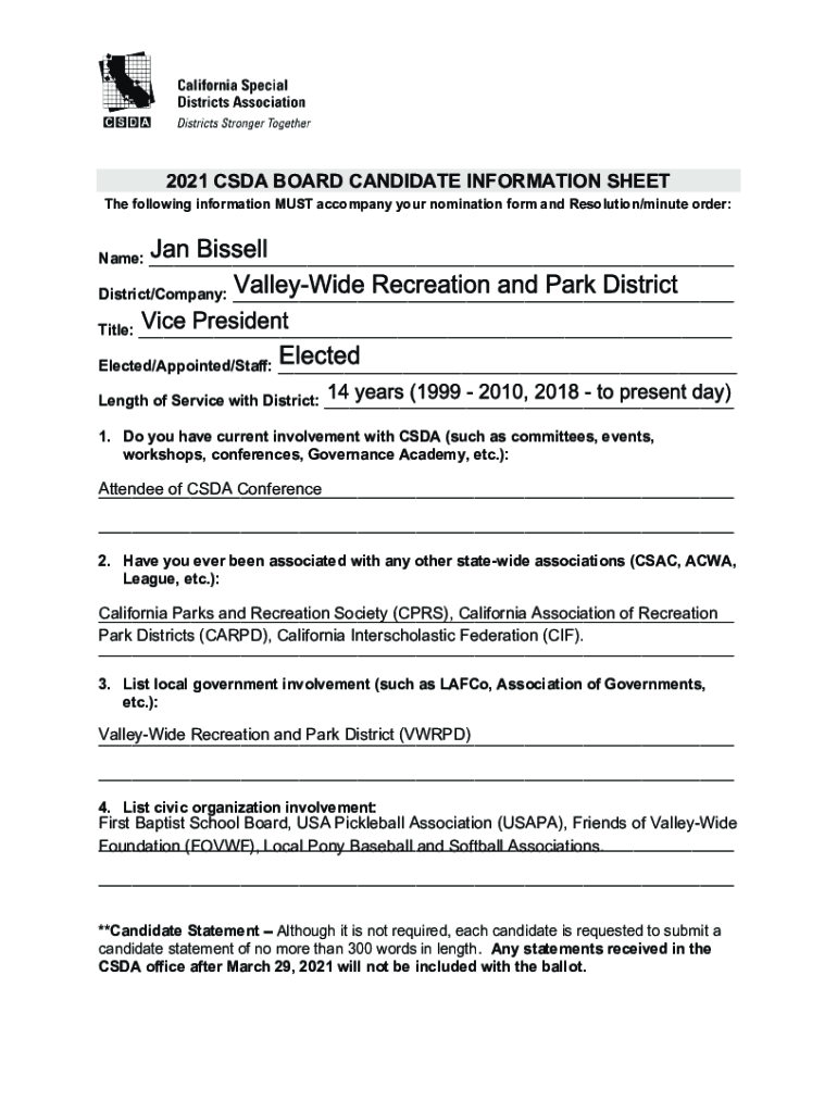 Fillable Online static.simplyvoting.comuploadsCSDA2021-2023 CSDA BOARD ...