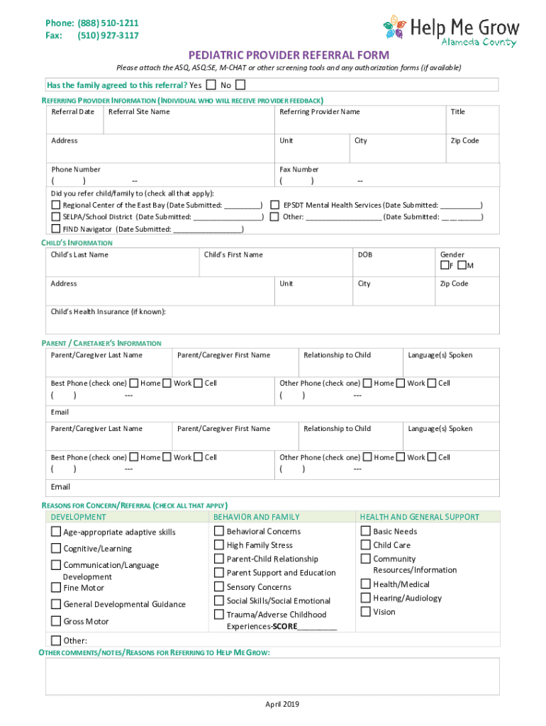 Fillable Online gap21.orgpdfhmg-provider-referral-form-alamedaPEDIATRIC ...