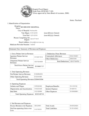 Fillable Online secure.in.govhealthfilesHospital Fiscal Report State ...