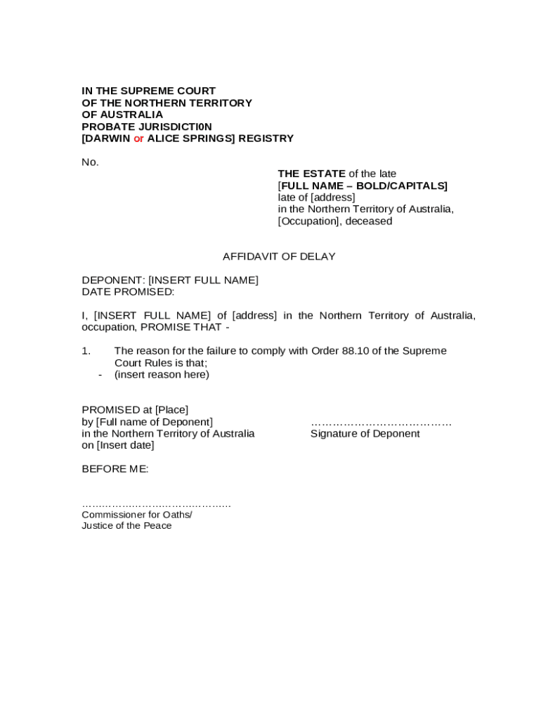 AFFIDAVIT OF DELAY - supremecourt nt gov Doc Template | pdfFiller