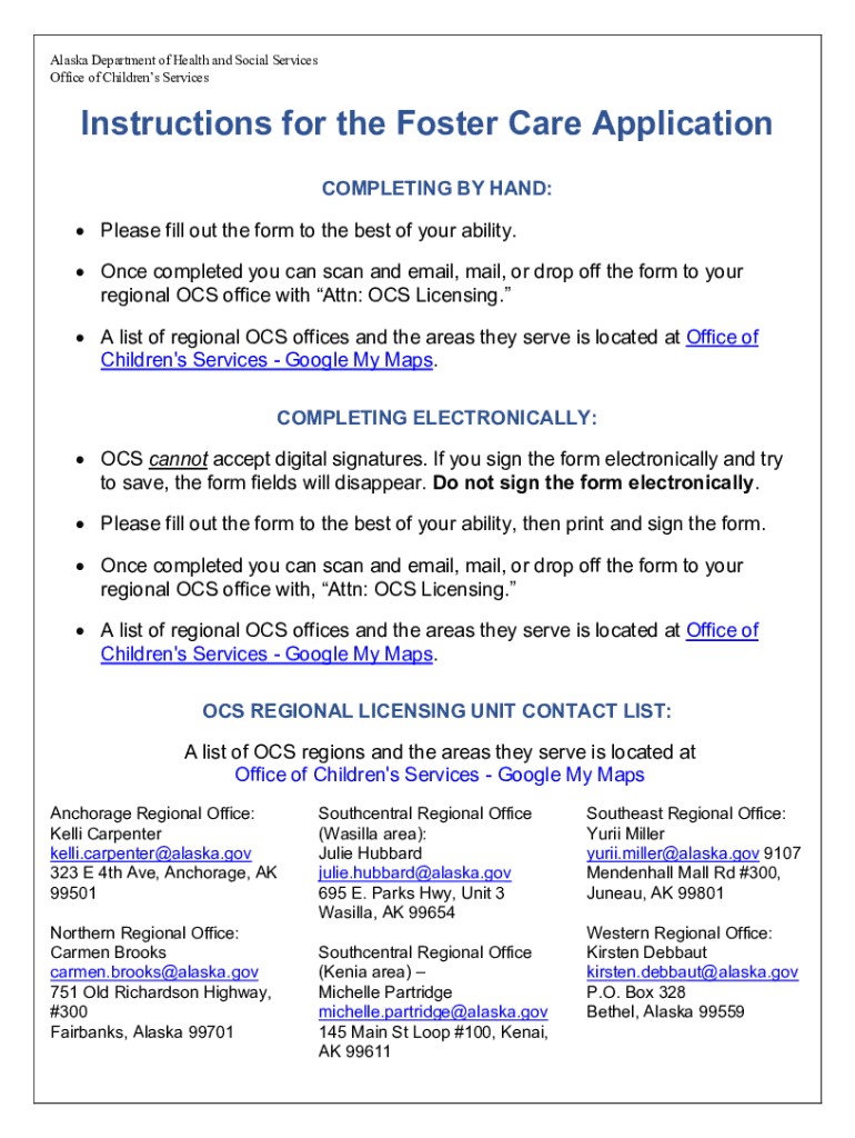 Fillable Online dhss alaska dhss.alaska.gov dfcs ocsApplication Form ...