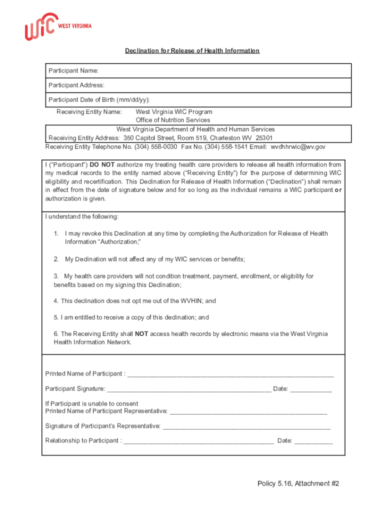 Fillable Online dhhr wv Forms LibraryWisconsin Department of Health ...