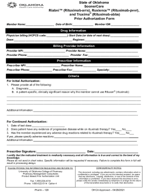 Fillable Online State of Oklahoma SoonerCare () Prior Authorization Form Fax Email Print - pdfFiller