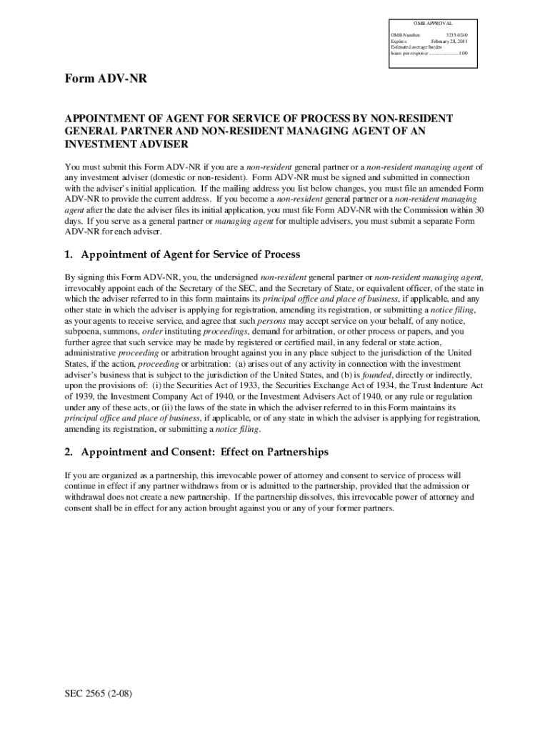 Fillable Online Form ADV. Form ADV-NR Fax Email Print - pdfFiller