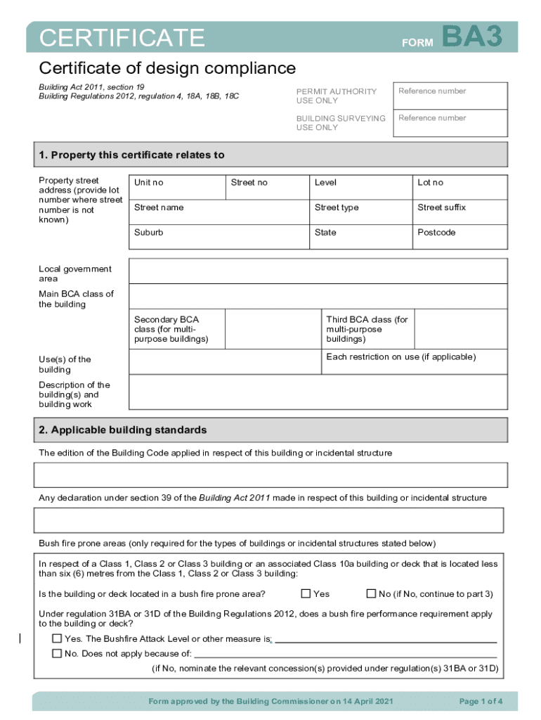 Fillable Online www.commerce.wa.gov.ausitesdefaultCERTIFICATE FORM BA3 ...