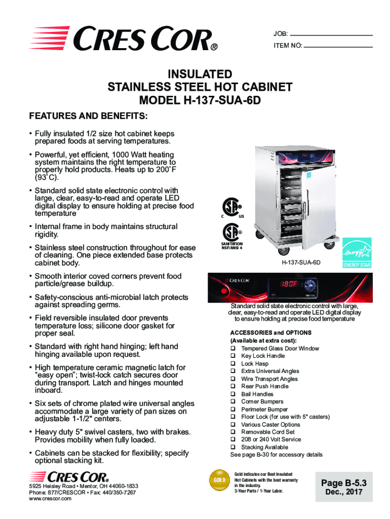 Fillable Online www.webstaurantstore.comdocumentsspecsheetsINSULATED ...