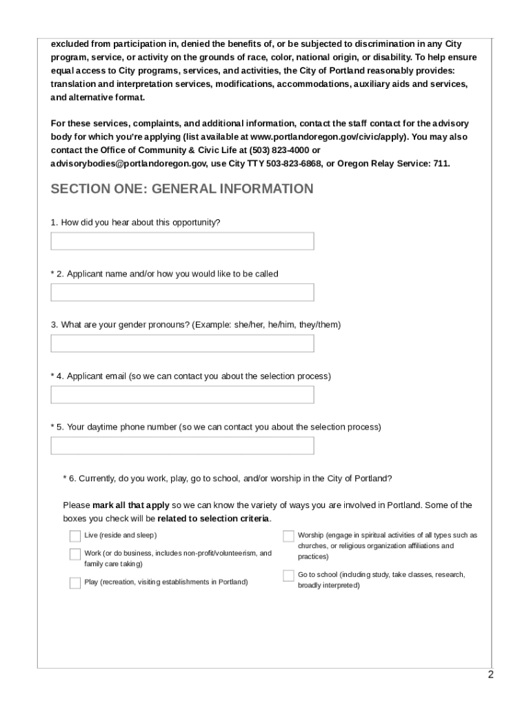 Fillable Online Lower SE Rising Area Plan Project Advisory Committee ...