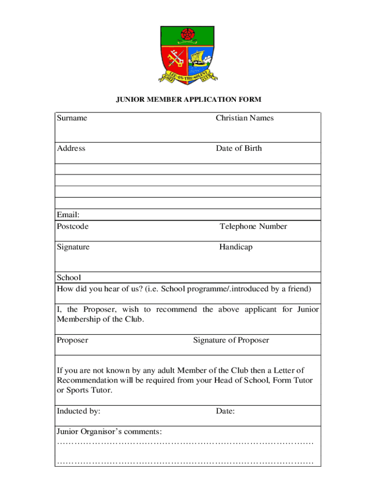 Fillable Online docslib.orgjunior-member-application-formJunior Member Application Form ...