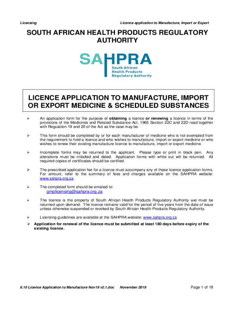 Fillable Online ML APPLICATION FORM. ManufacturerLicenceApplication ...