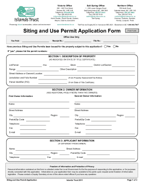 Fillable Online islandstrust bc Siting and Use Permit Application Form ...