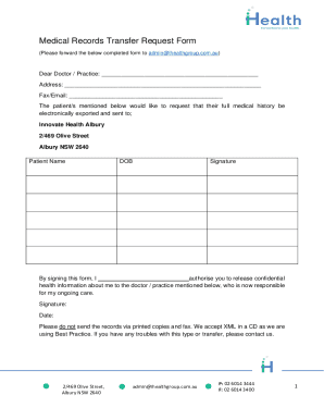 Fillable Online FREE 11+ Medical Records Transfer Forms in PDFMS ...