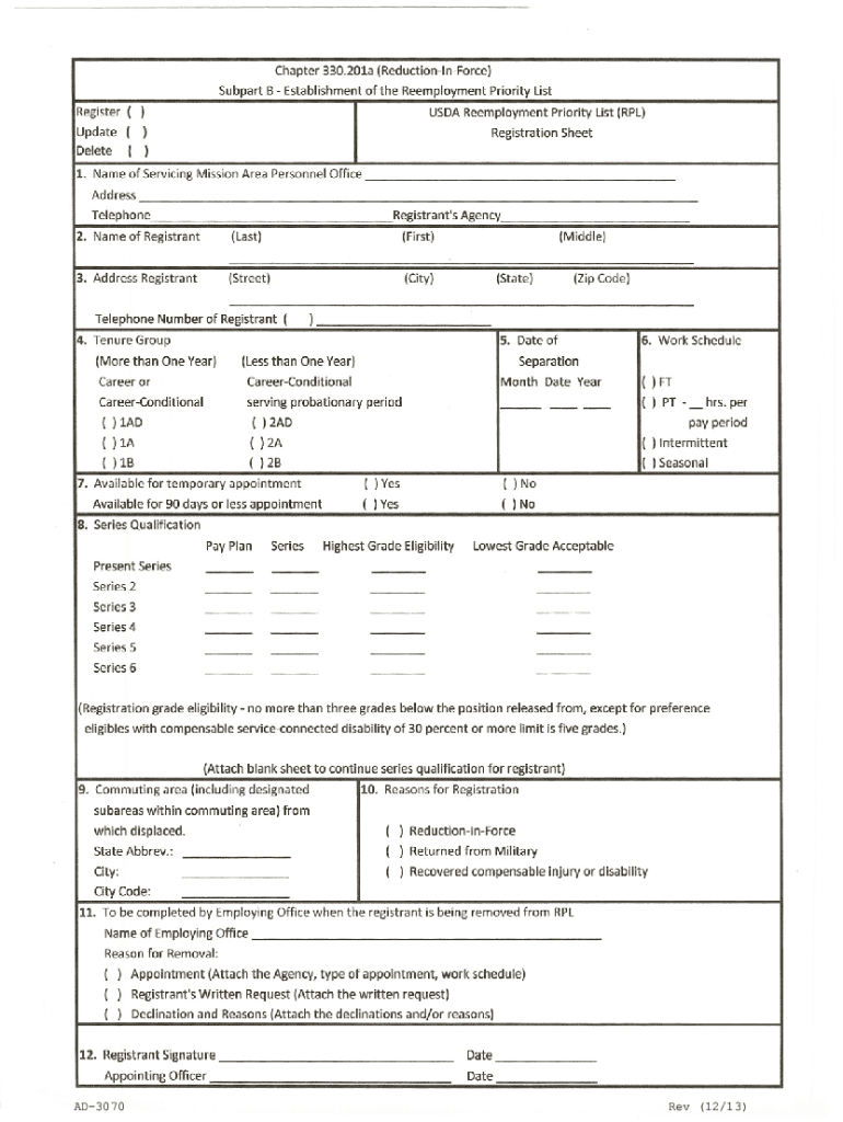 Fillable Online Reemployment Priority List (RPL) Registration Sheet ...