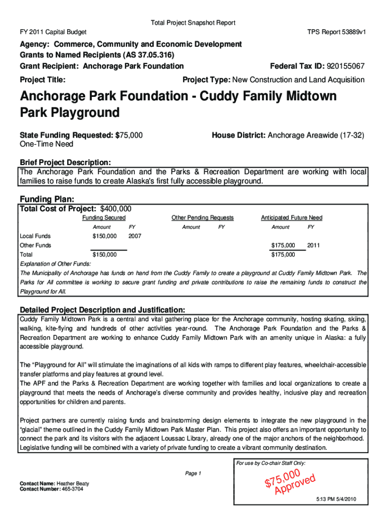 Fillable Online Anchorage Park Foundation - Cuddy Family Midtown Park Playground Fax Email Print ...