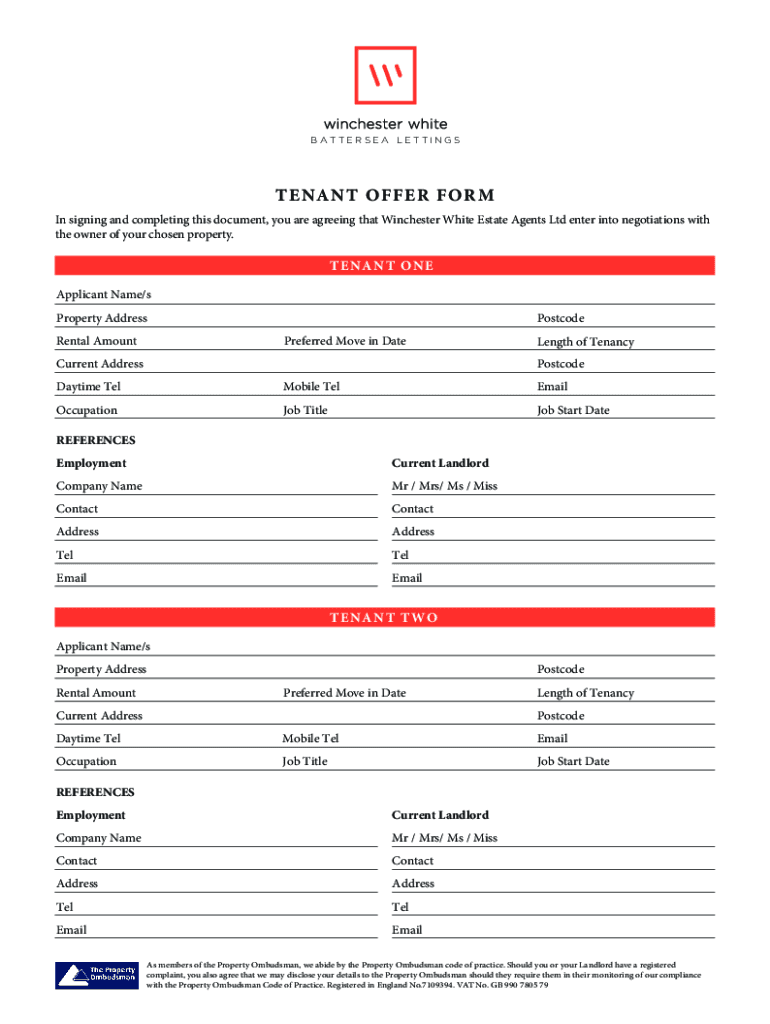 Fillable Online tenant-offer-form Fax Email Print - pdfFiller