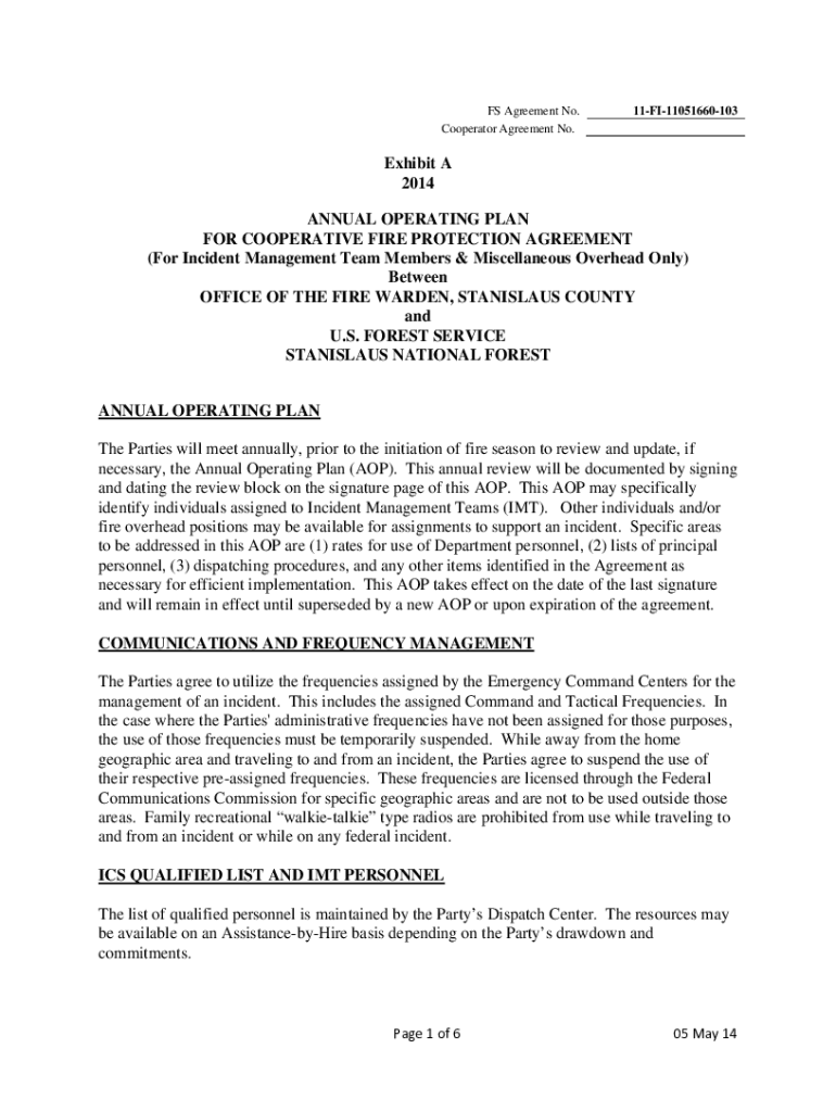 Fillable Online Cooperative Fire Agreement with VFD's - US Forest ...