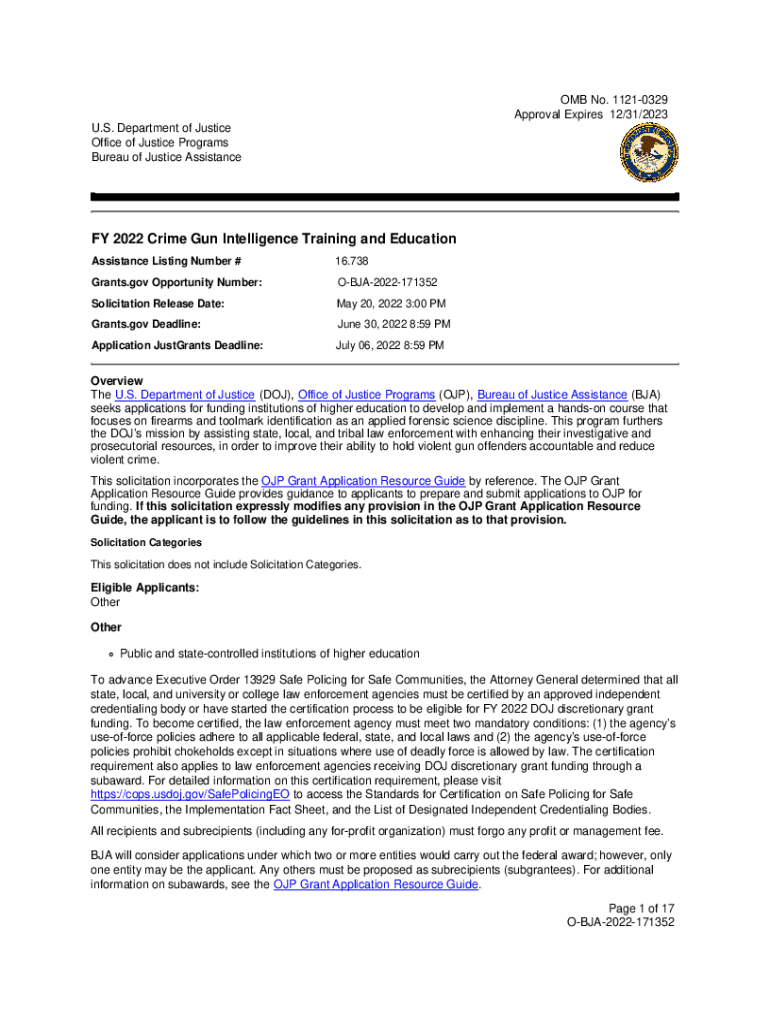 Fillable Online FY 2022 Crime Gun Intelligence Training and Education Solicitation. Crime Gun ...