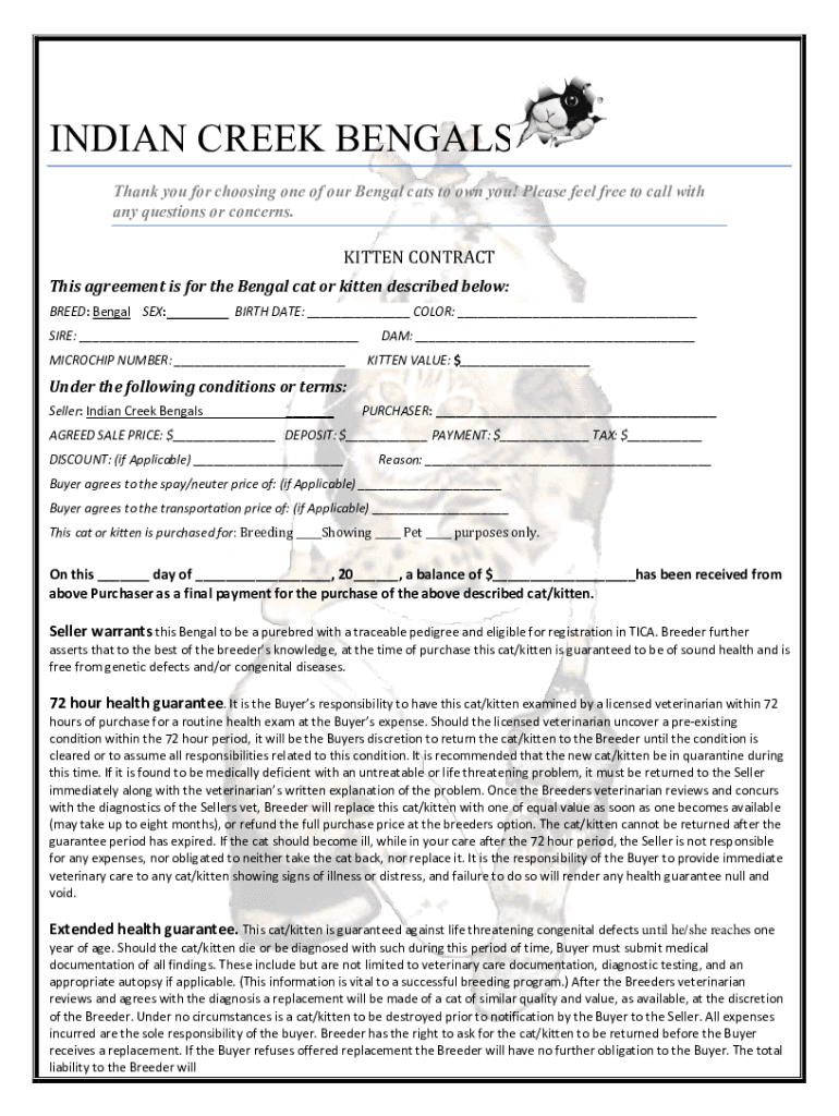 Fillable Online indiancreekbengals.comdocumentsdeposit-agreement-INDIAN ...