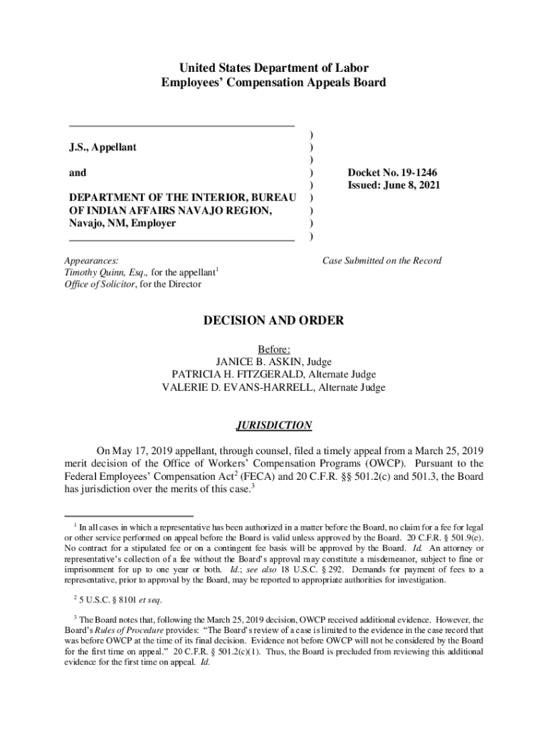 Fillable Online 19-1246: J.S. and DEPARTMENT OF THE INTERIOR, BUR ...