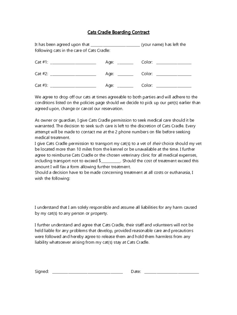 Fillable Online catboardingcharlotte.comwp-contentuploadsCats Cradle ...