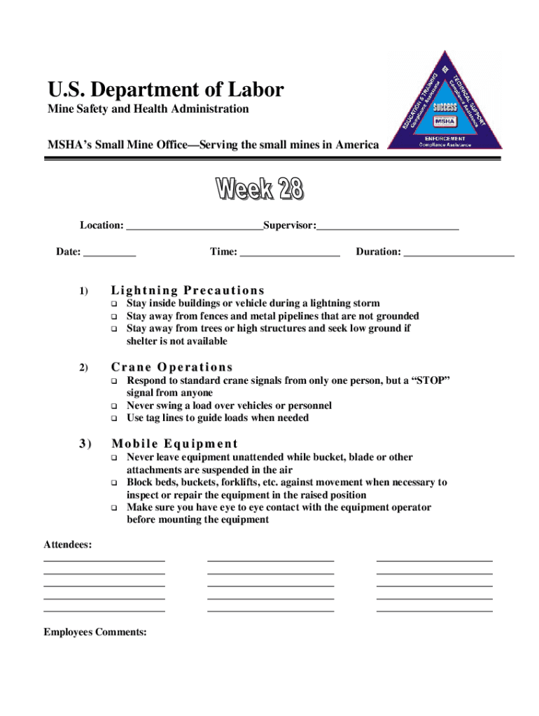 Fillable Online U.S. Department of Labor - Mine Safety and Health ...