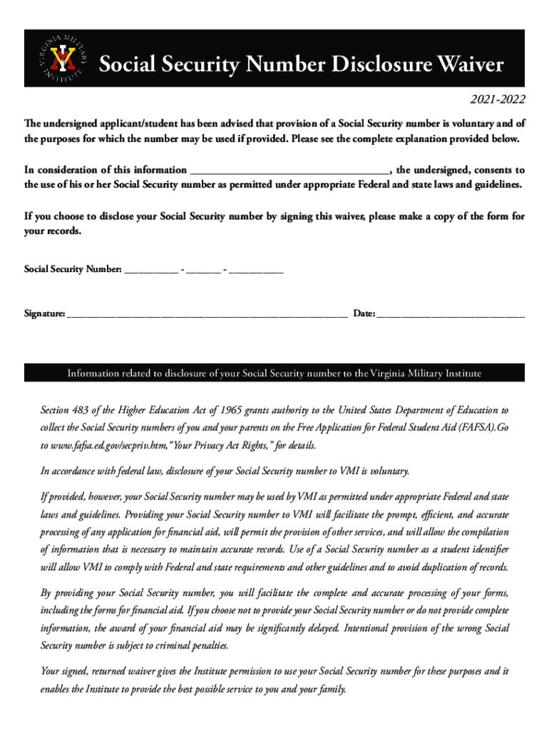 Fillable Online Disclosure of Social Security NumbersDisclosure of ...