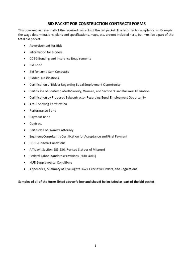 Fillable Online ded mo ded.mo.gov sites defaultBID PACKET FOR ...