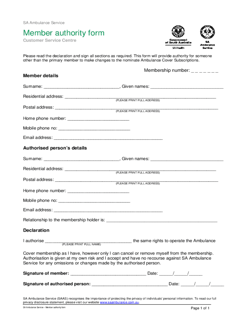 Fillable Online SA Ambulance Service - extapps2.sahealth.sa.gov ...
