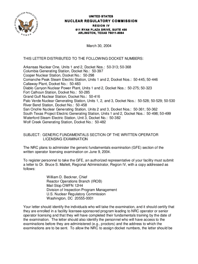 Fillable Online Generic Fundamentals Section of the Written Operator ...
