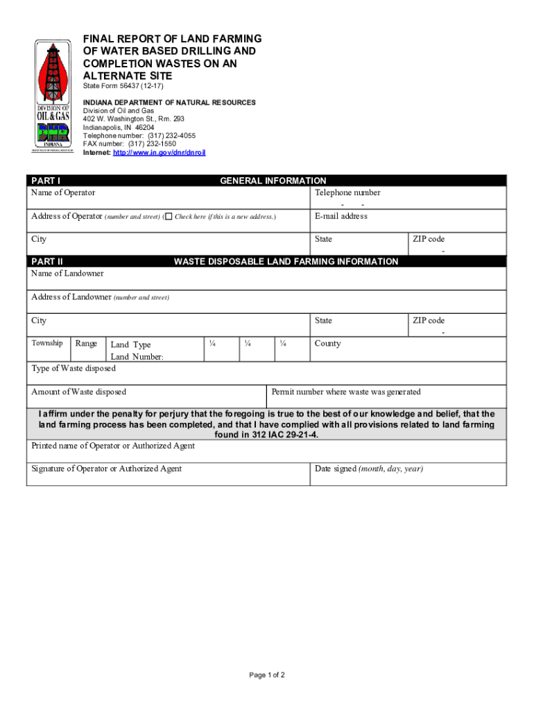 Fillable Online forms in FINAL REPORT OF LAND FARMING OF WATER BASED ...