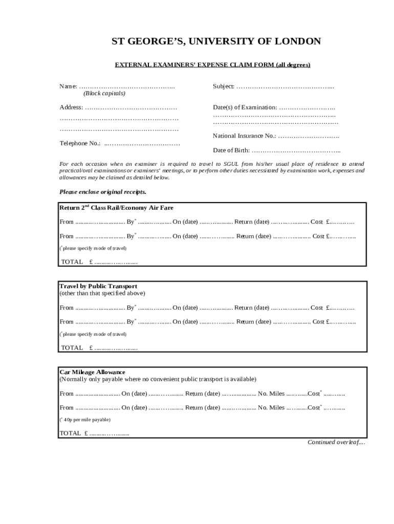 EE Expense Claim - all degrees Doc Template | pdfFiller