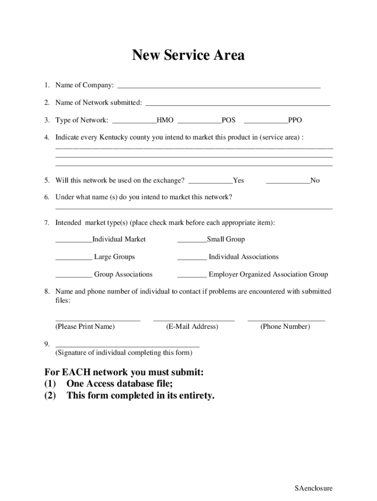 Fillable Online New Service Area Fax Email Print - pdfFiller