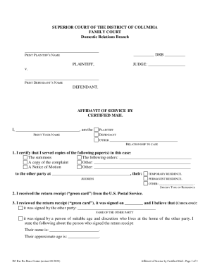 Fillable Online Affidavit of Service by Certified Mail Fax Email Print - pdfFiller