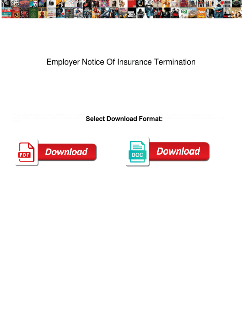 Fillable Online Employer Notice Of Insurance Termination. Employer ...