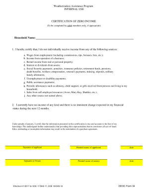Fillable Online www.coursehero.comfile46268613certification-zero-income ...