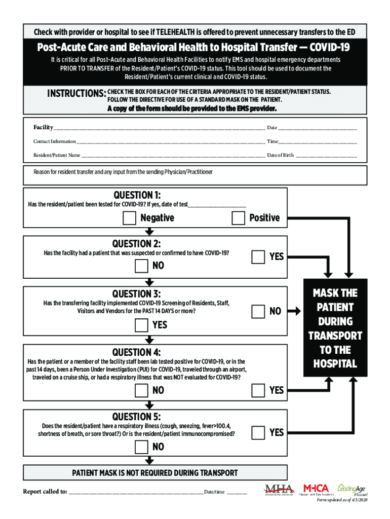 Fillable Online health mo Post-Acute Care and Behavioral Health to ...