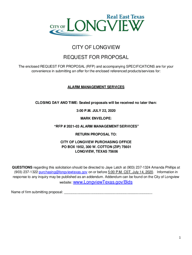 Fillable Online The enclosed REQUEST FOR PROPOSAL (RFP) and ...