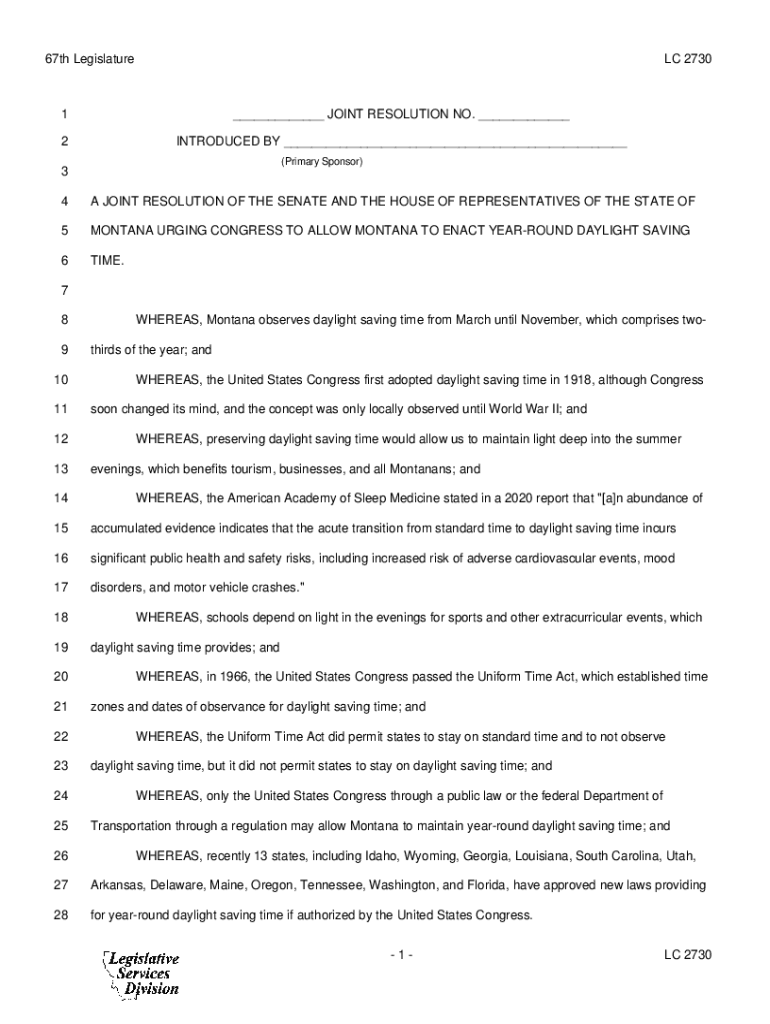 Fillable Online leg mt 67th Legislature LC 2730 - 1 - Montana State ...