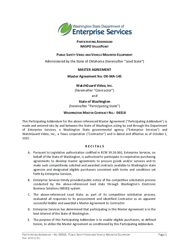 Fillable Online PDF NASPO ValuePoint Master Agreement for Public Safety ...