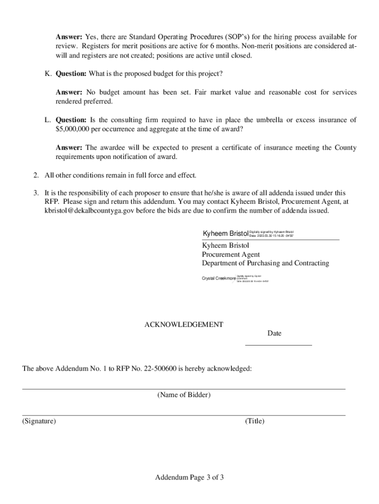 Fillable Online Addendum No. 1 for Request for Proposal (RFP) No. 22-500600 ... Fax Email Print ...