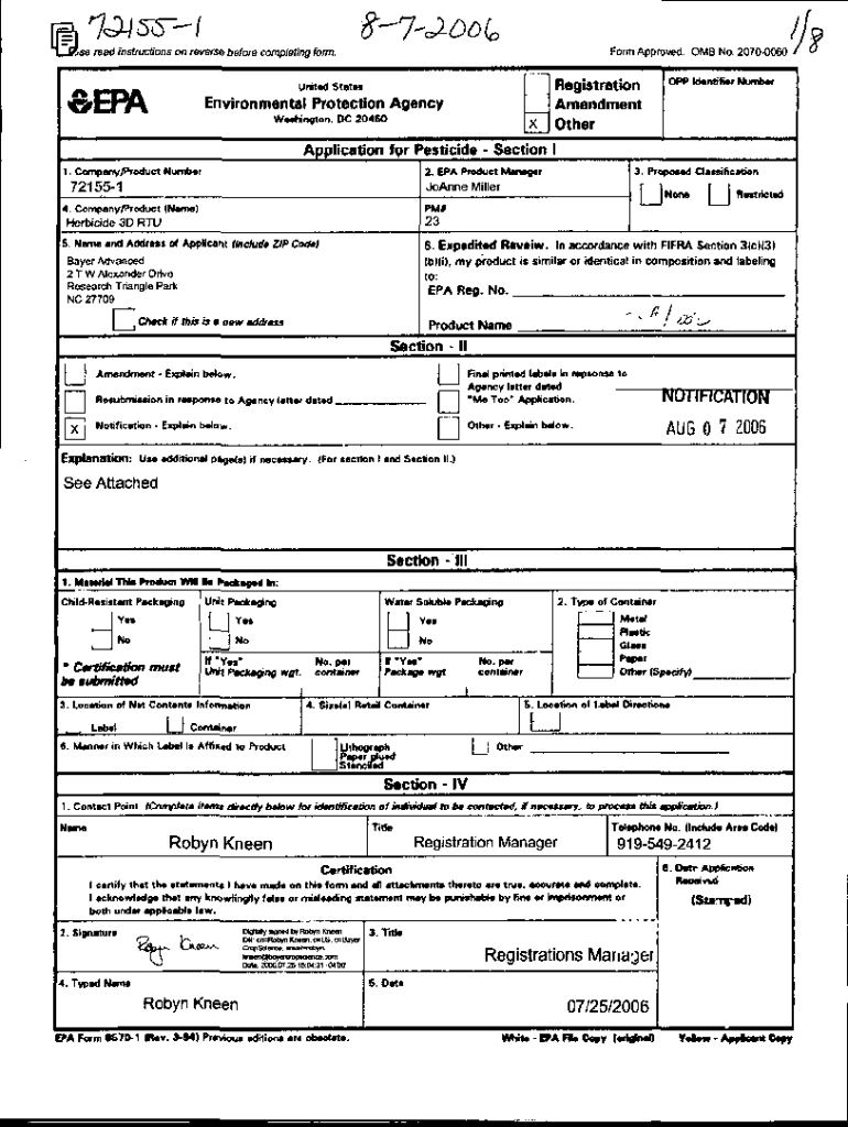 Fillable Online www3.epa.govpesticideschemsearchForm Approved OMS No ...