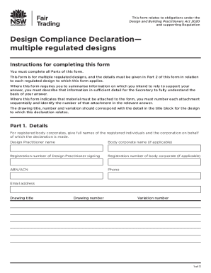 Fillable Online Design compliance declarationmultiple regulated designs ...