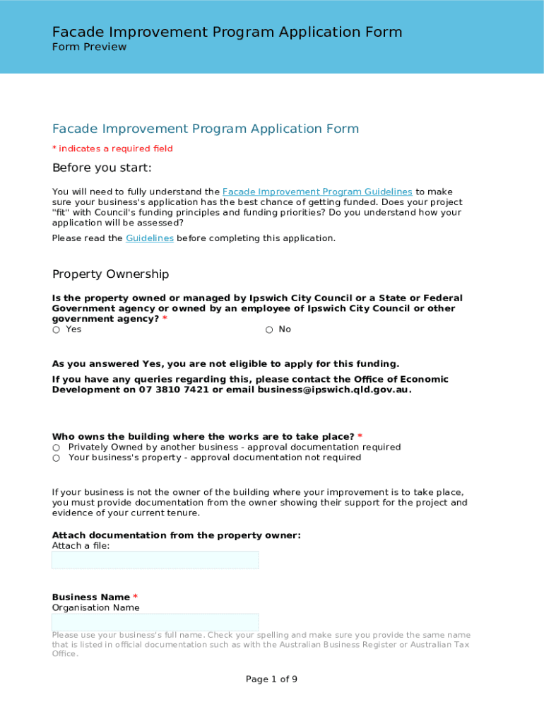 Fillable Online Facade Improvement Program Application - Jotform Fax ...